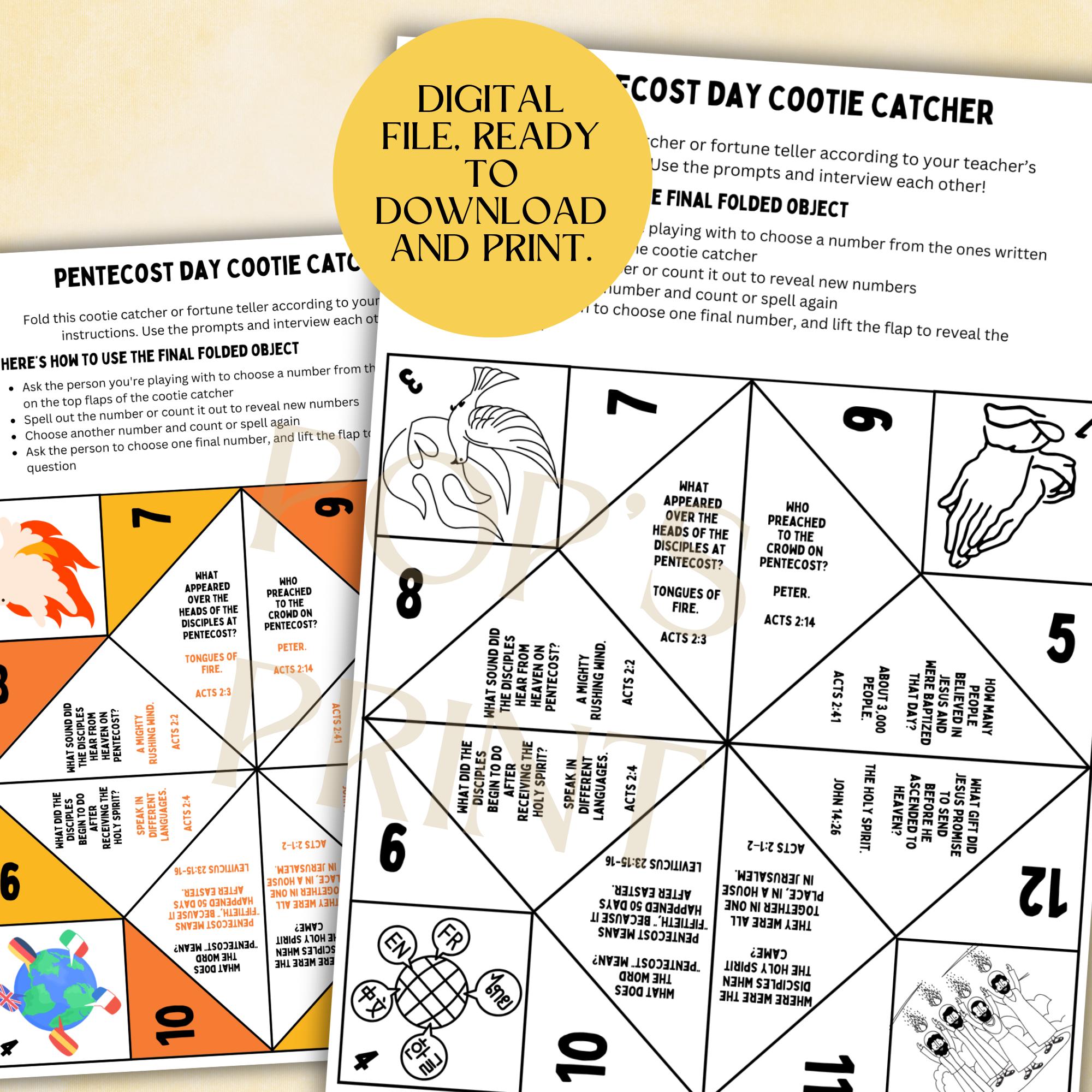 Pentecost Day Cootie Catcher Craft for Kids| Sunday School Activity for ...