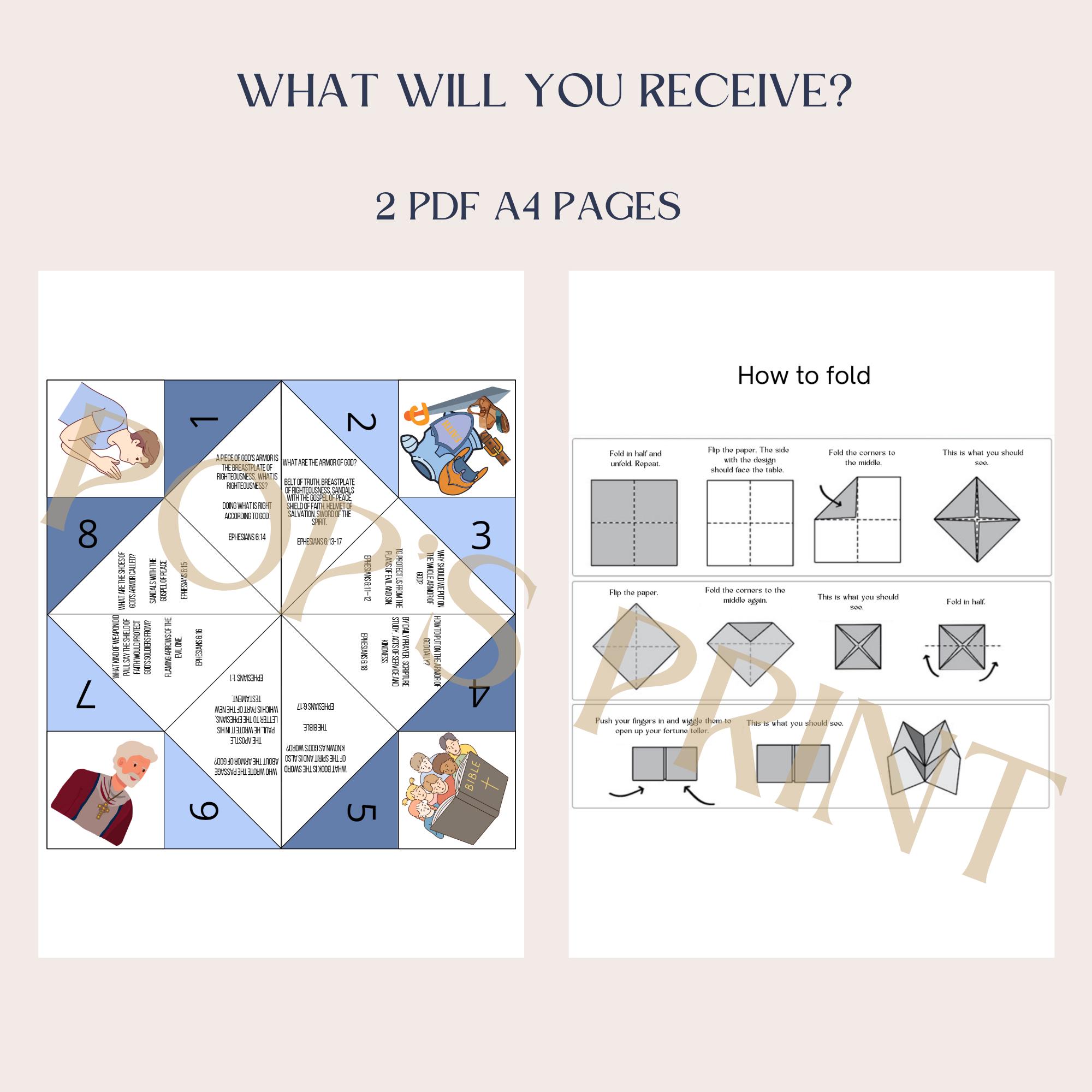 Sunday School Craft the Armor of God Cootie Catcher Printable Kids ...