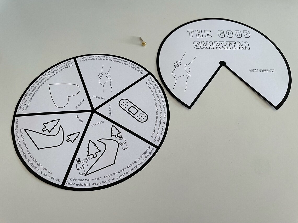 The Parable of the Good Samaritan Coloring Spinner Wheel| Sunday School ...