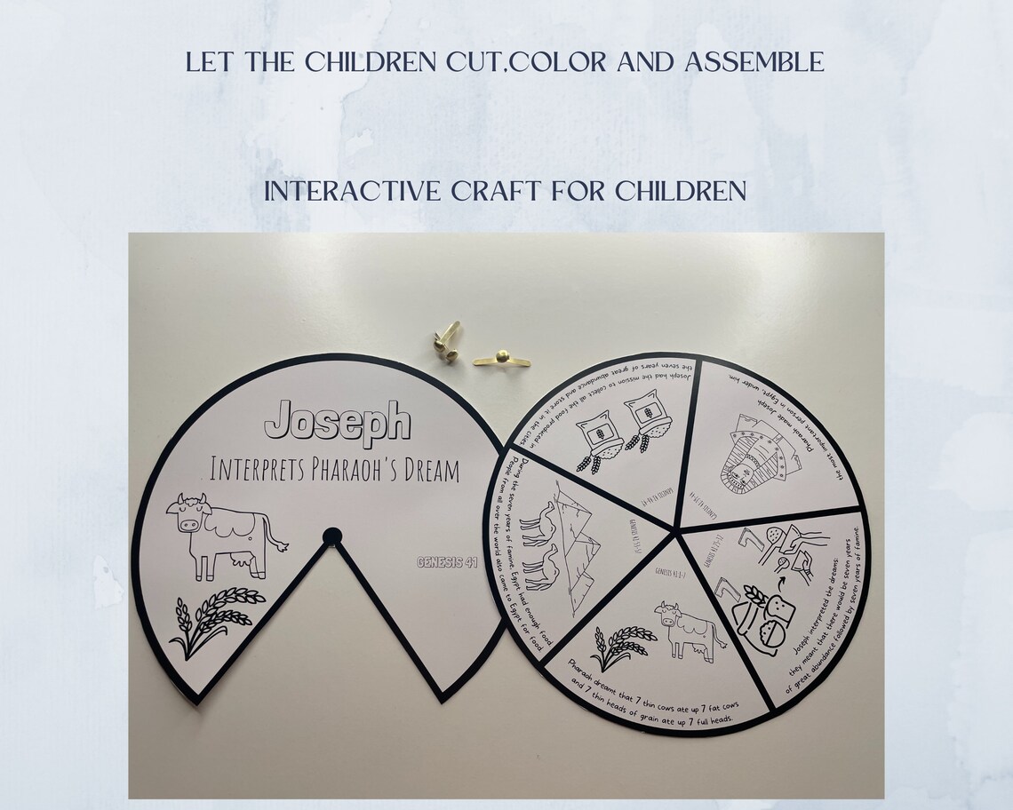 Joseph Interprets Pharaoh's Dream Coloring Spinner Wheel| Sunday School ...