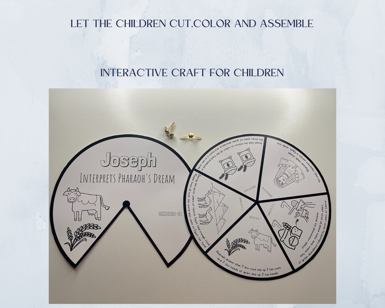 Joseph Interprets Pharaoh's Dream Coloring Spinner Wheel| Sunday School ...