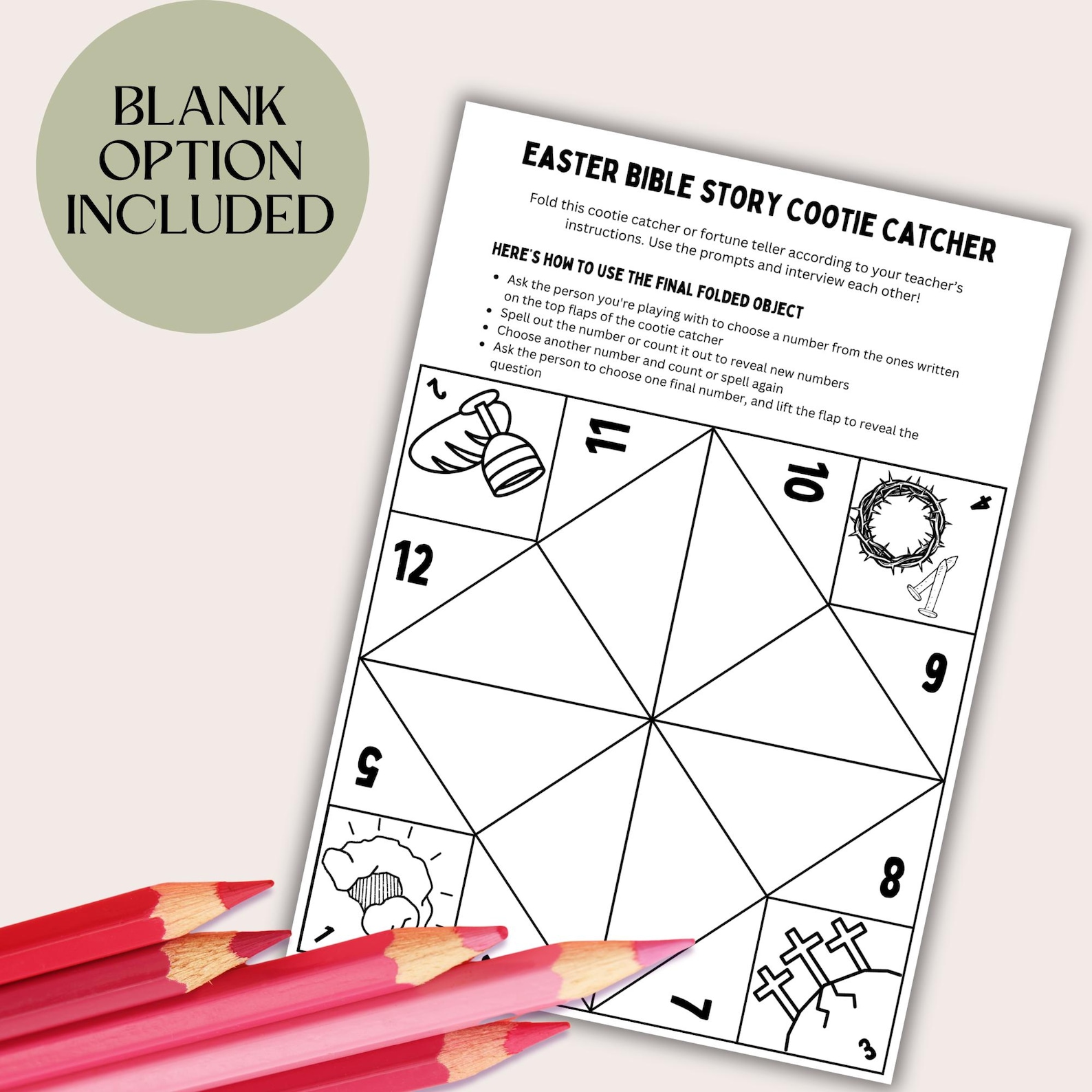 Easter Story for Kids| Cootie Catcher| Printable Sunday School Bible ...