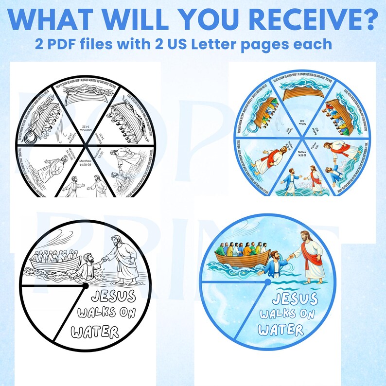 Jesus Walks on Water Coloring Wheel, Sunday School Craft (digital ...