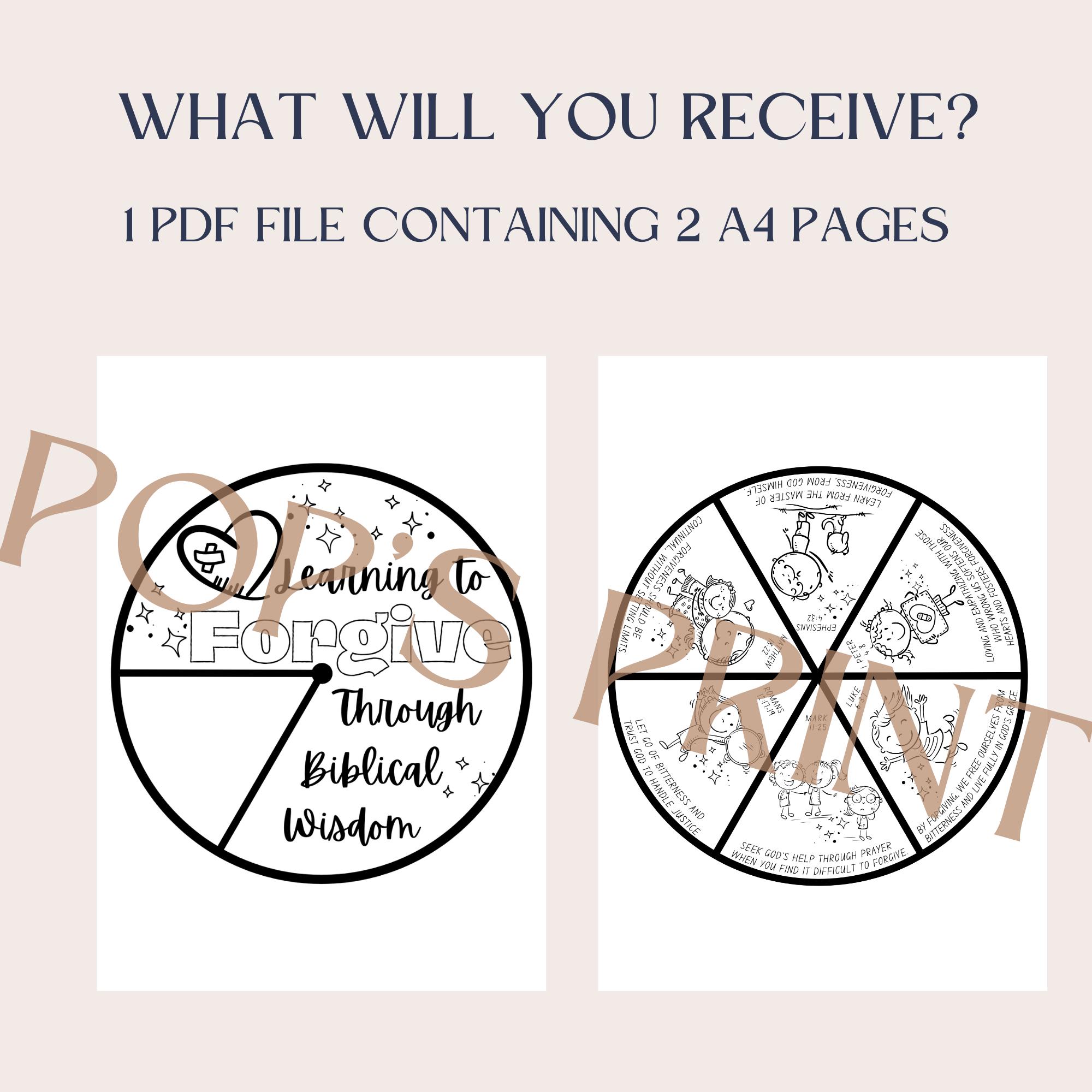 Printable Forgiveness Coloring Wheel, Sunday School Craft, Forgiveness ...
