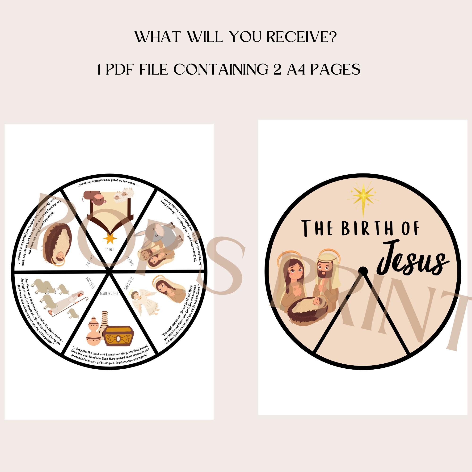 The Birth of Jesus Bible Verses Spinner Wheel Nativity Craft - Etsy