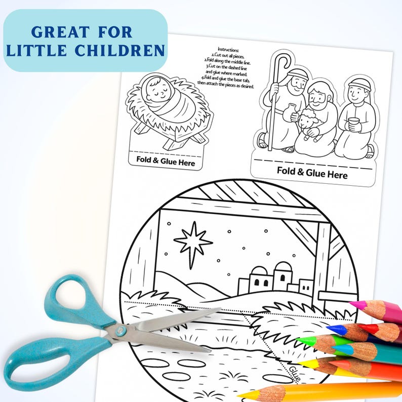 Shepherds Visit Jesus Craft | Printable 3D Nativity Scene (PDF) - Etsy