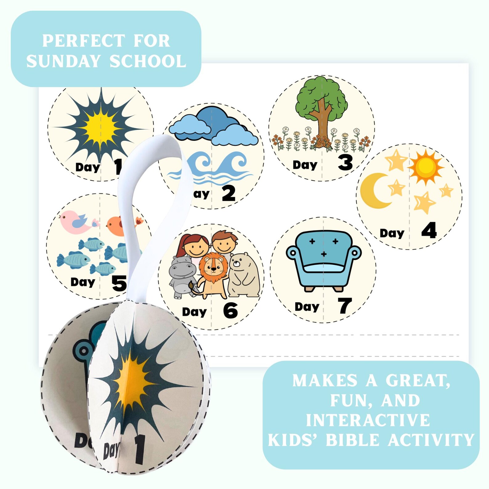 Days of Creation 3D Paper Globe Activity, Printable Sunday School Craft ...