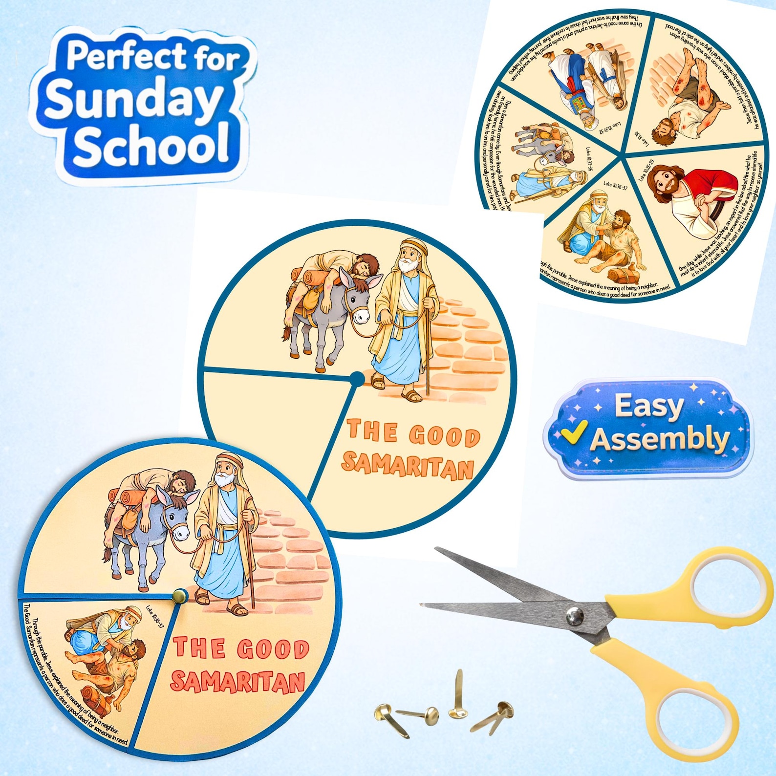 Good Samaritan Coloring Spinner Wheel | Sunday School Parable Craft ...