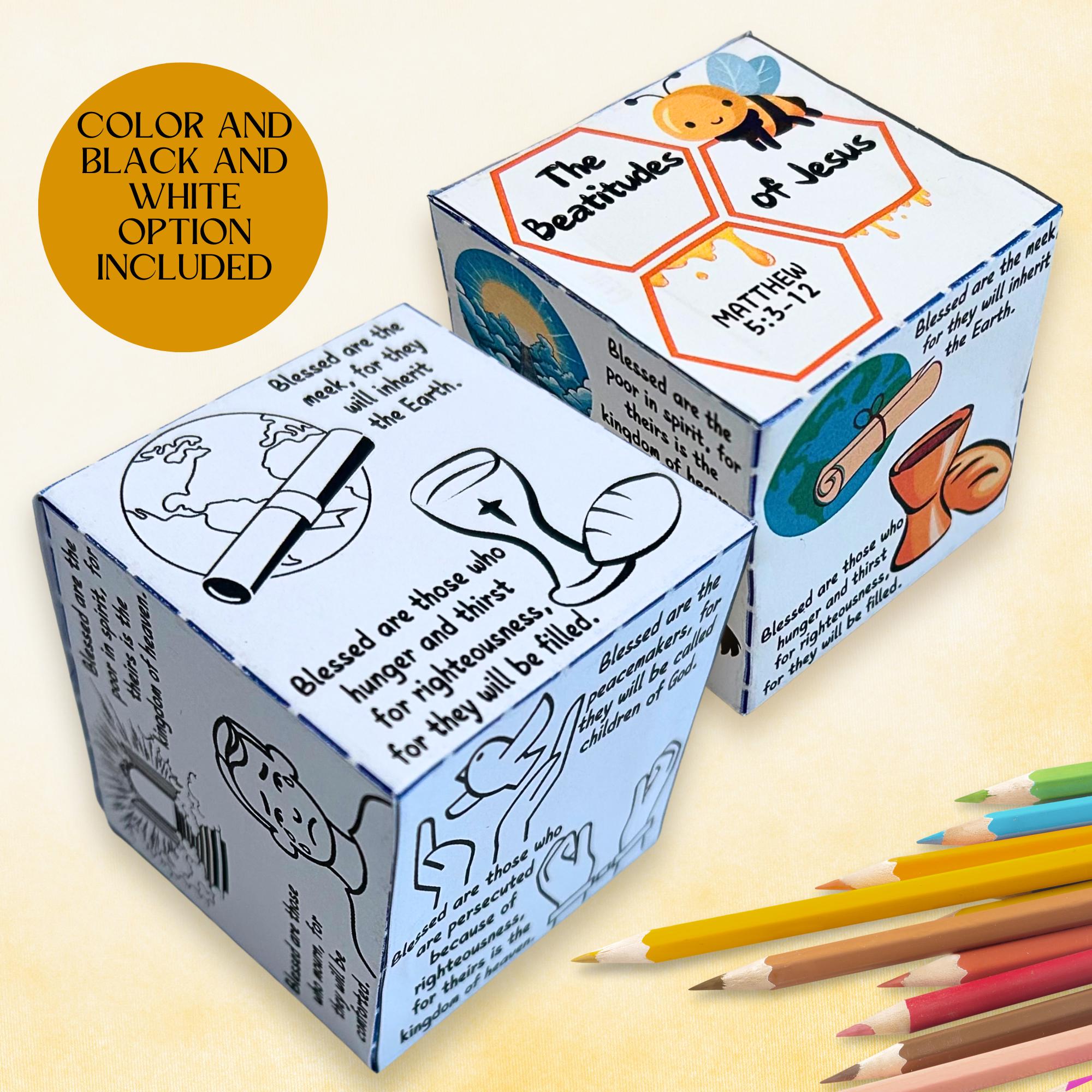 Beatitudes of Jesus Cube Craft, Sunday School Printable Bible Verse ...