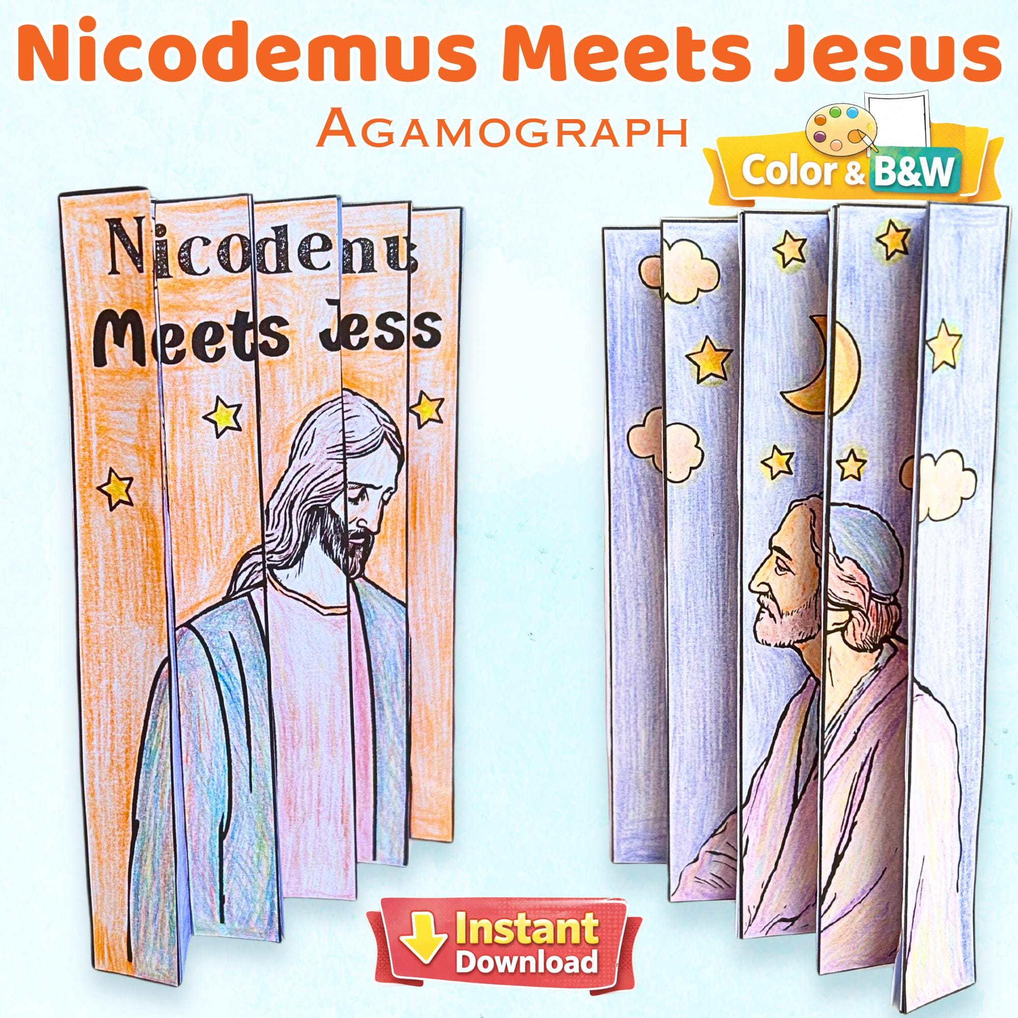 Nicodemus Meets Jesus Agamograph Craft , Sunday School Bible Activity ...