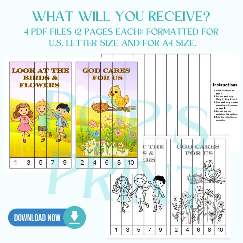 God Cares for Us Agamograph Craft – Sunday School Coloring Activity ...