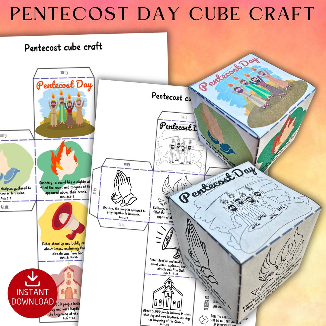 Pentecost Day Cube Craft for Kids| Printable Sunday School Story| Bible ...