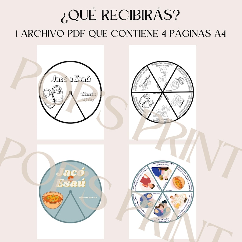 Jacob Y Esau-rueda Giratoria Para Colorear,manualidad De Jacob Y Esaú ...