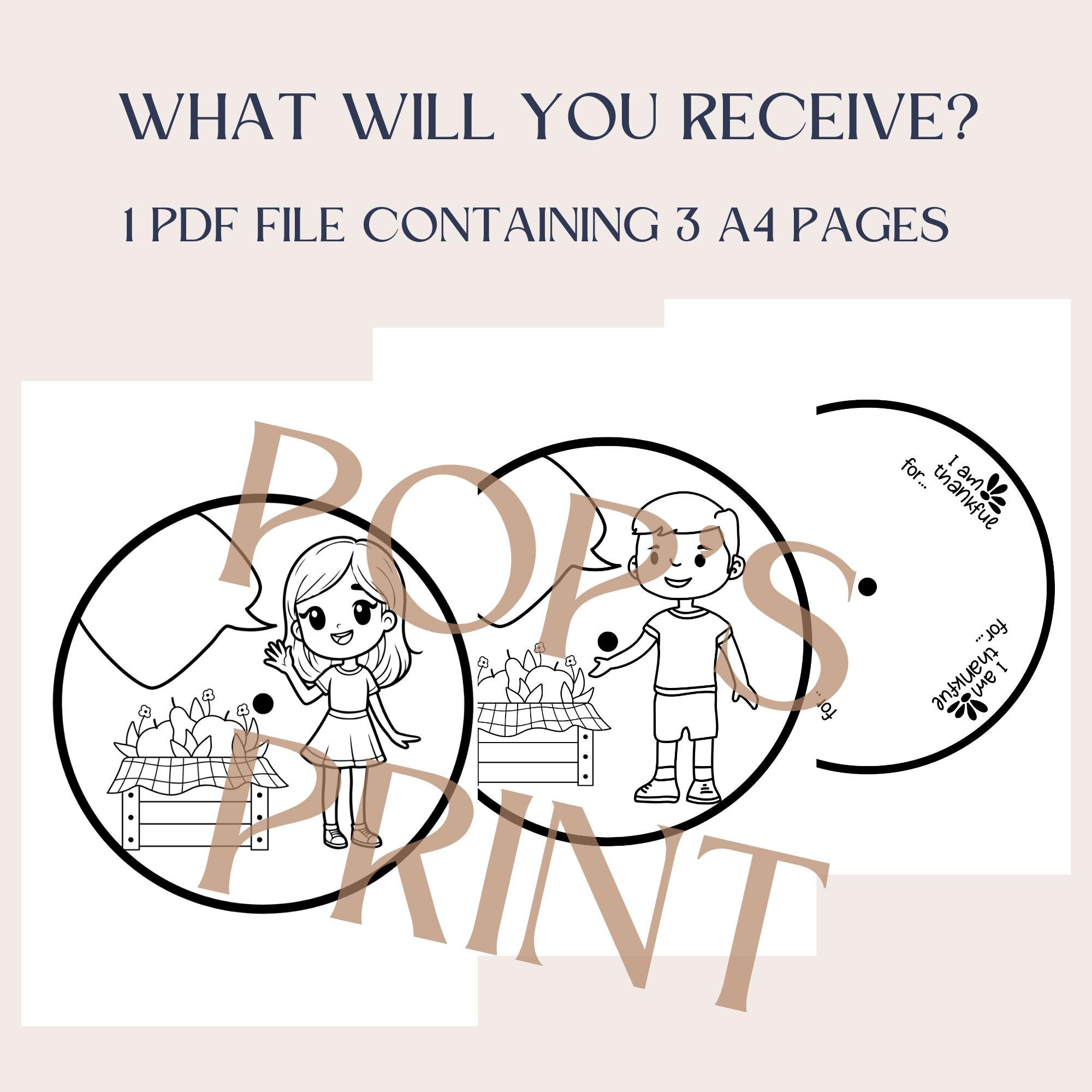 Printable I Am Thankful Coloring Spinner Wheel Craft, Thanksgiving ...