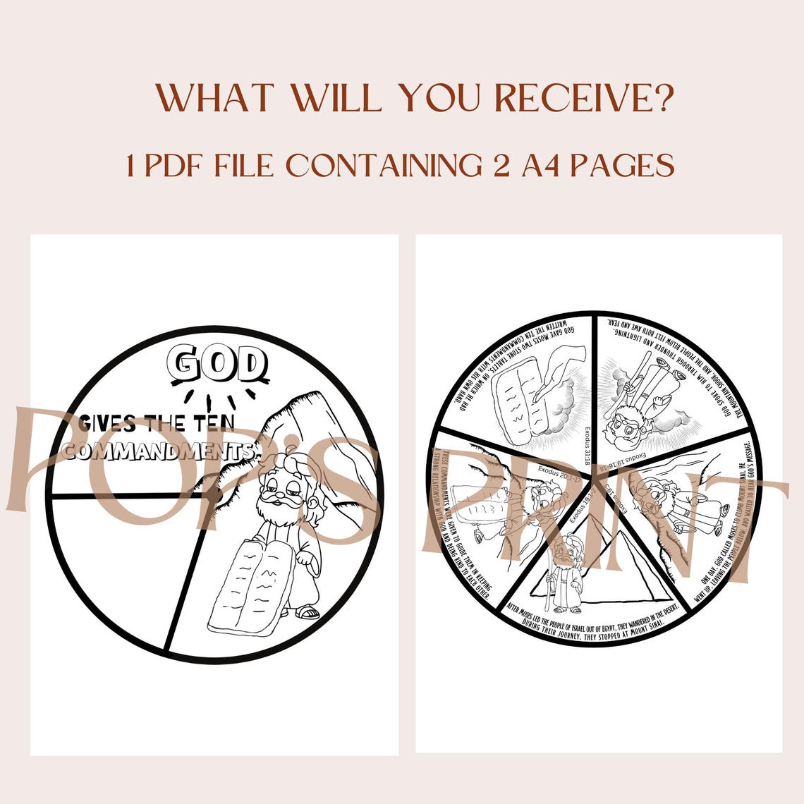 Printable Sunday School Craft: God Gives the Ten Commandments Spinner ...