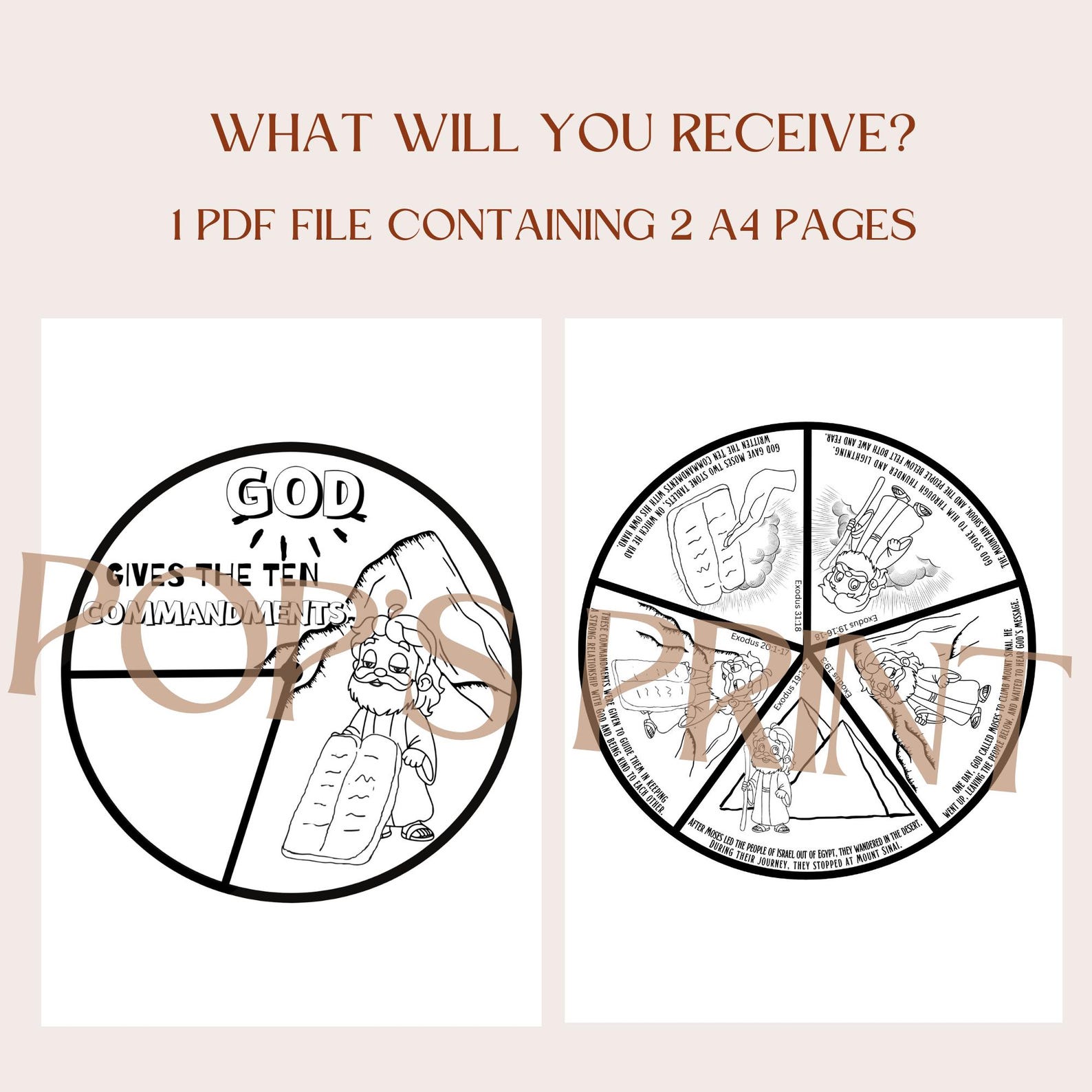 Printable Sunday School Craft: God Gives the Ten Commandments Spinner ...