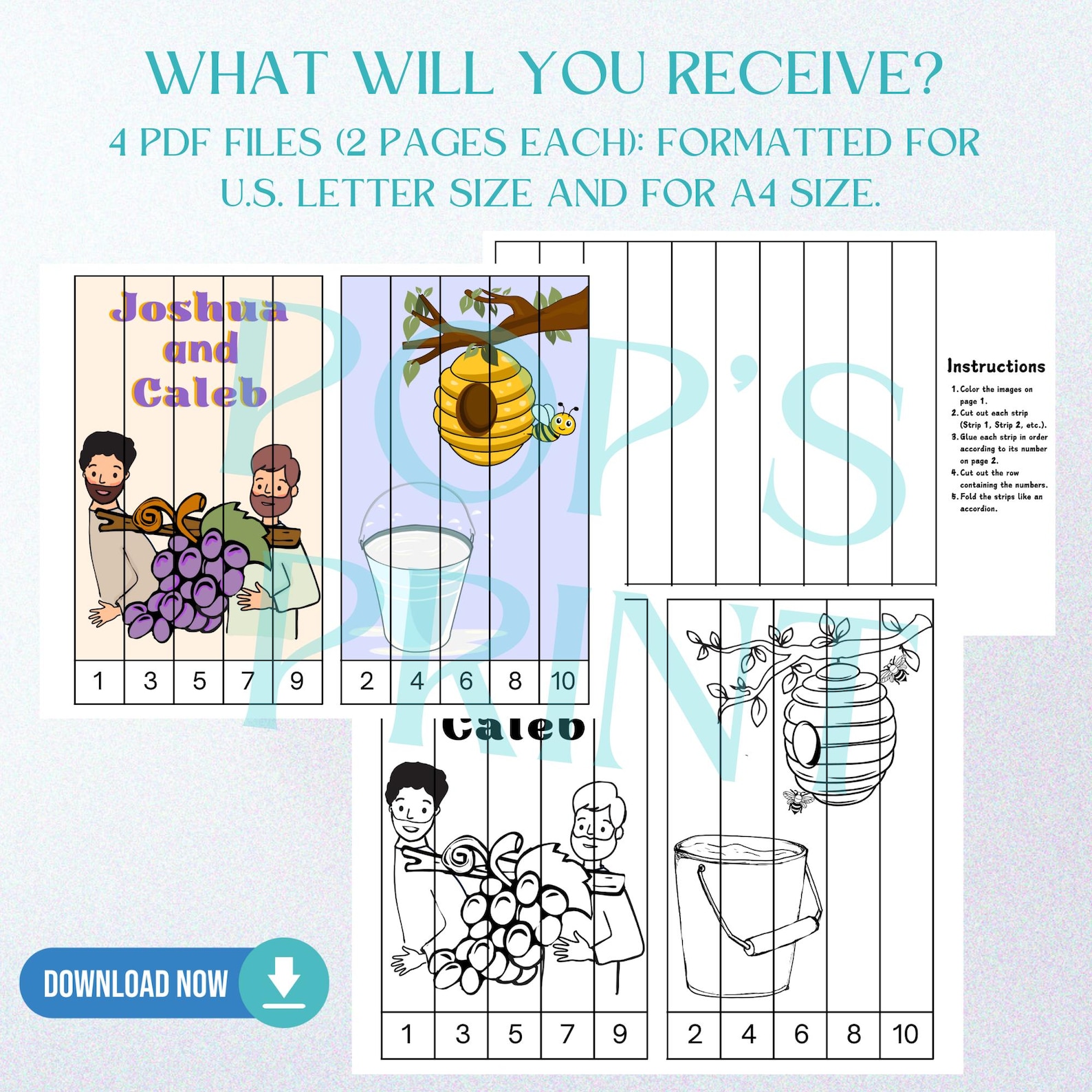 Printable Joshua and Caleb Agamograph, Sunday School Craft, Bible Story ...