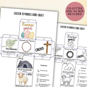 Easter Symbols Cube Craft| Easter Sunday School Craft| Holy Week Bible ...