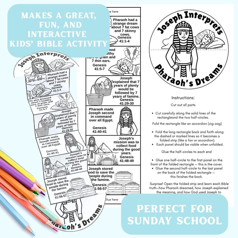 Printable Joseph Interprets Pharaoh’s Dreams Folding Surprise Booklet ...