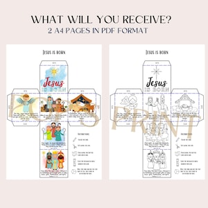 Jesus is Born Cube Craft, Christmas Printable Bible Activity, Memory ...