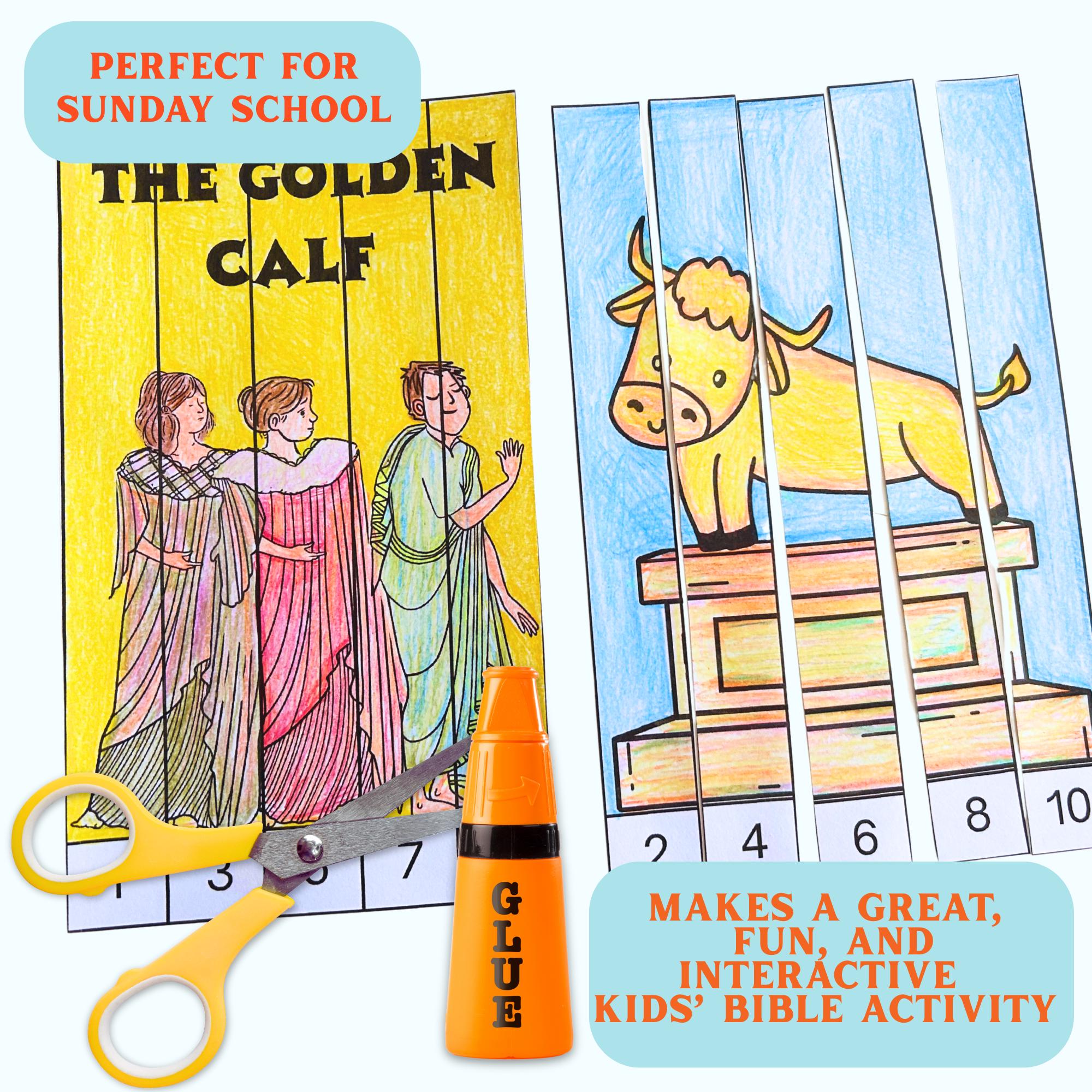 Golden Calf Agamograph Craft – Sunday School Bible Story Coloring ...