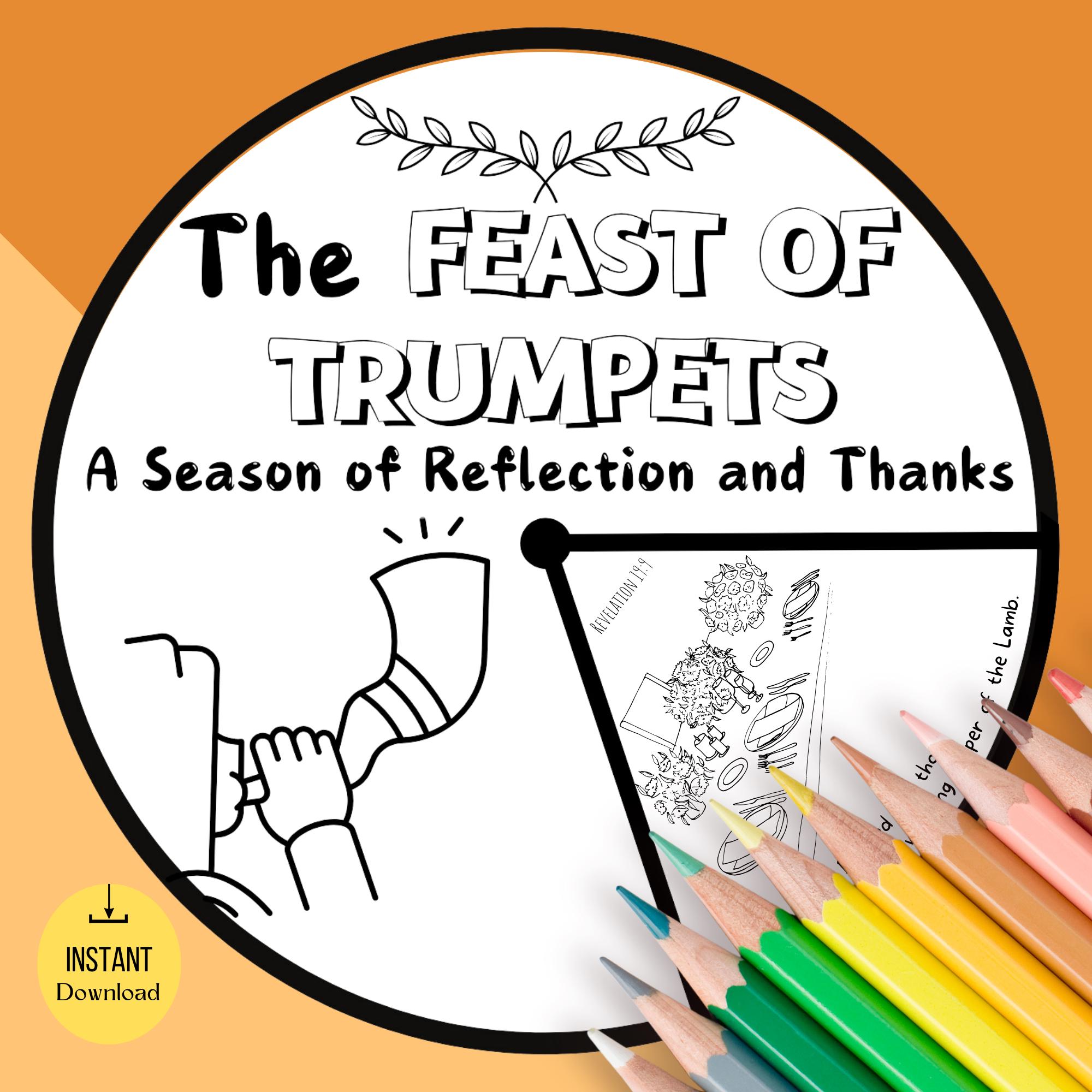 Printable Feast of Trumpets Coloring Spinner Wheel, Sunday School Craft ...