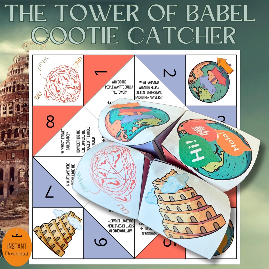 The Tower of Babel Cootie Catcher Sunday School Craft Ministry Craft ...