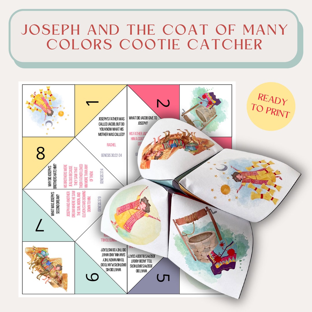 Sunday School Craft - Joseph and the Coat of Many Colors Cootie Catcher ...