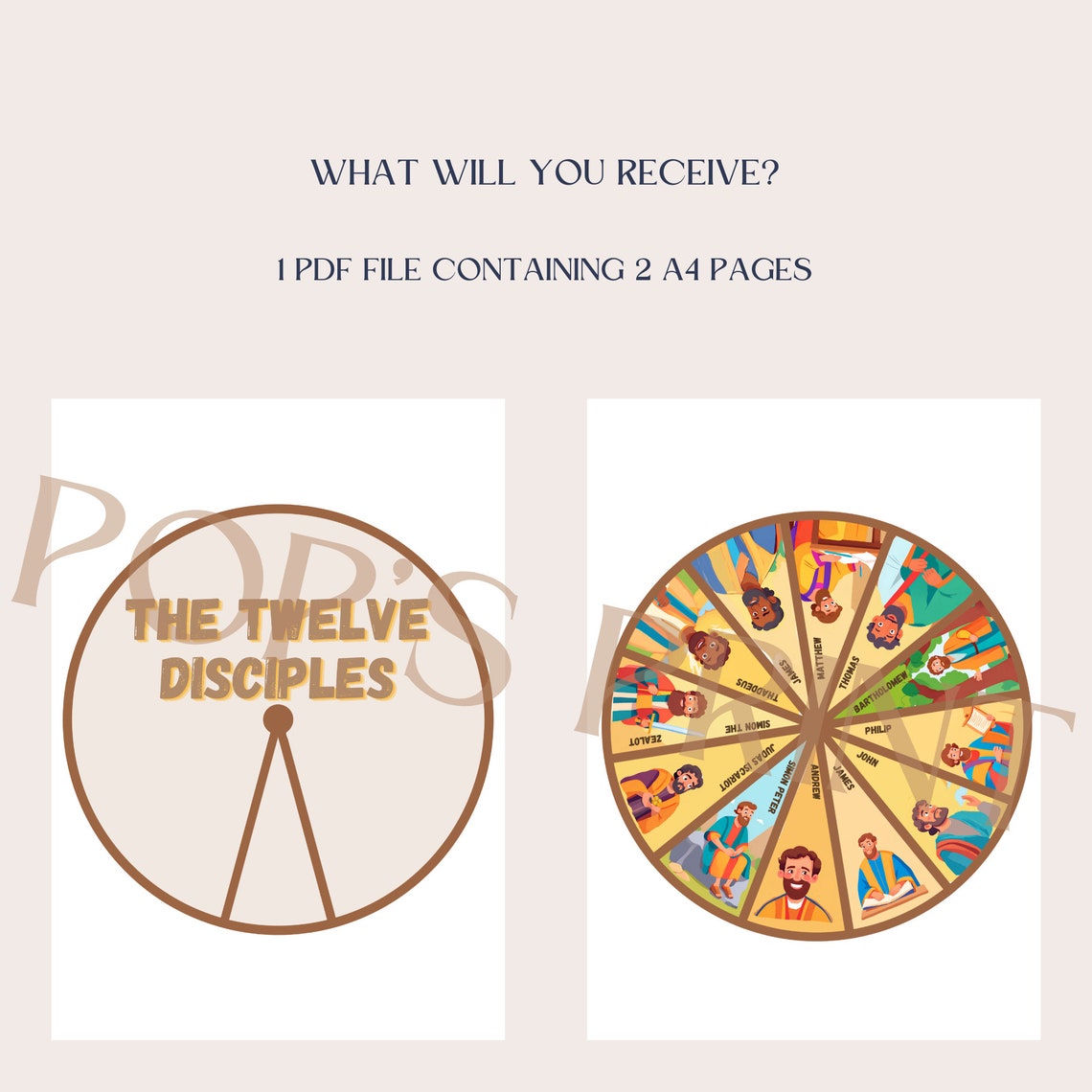 Printable the Twelve Disciples Spinner Wheel, Bible Characters Kids ...