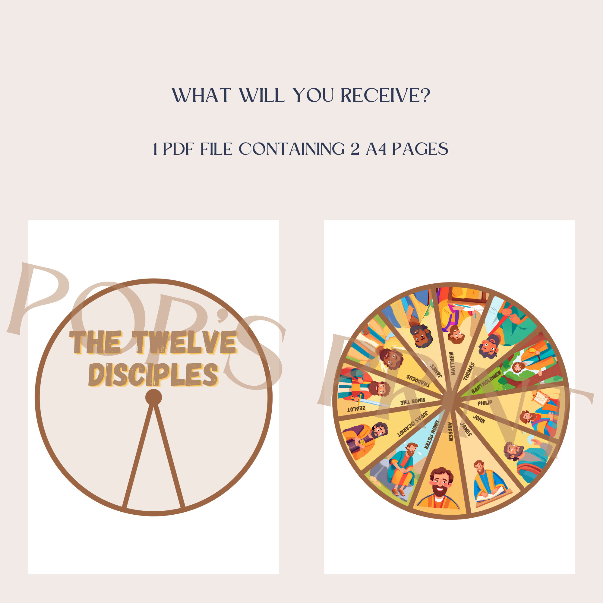 The Twelve Disciples Spinner Wheel Kids Bible Lesson Sunday School ...