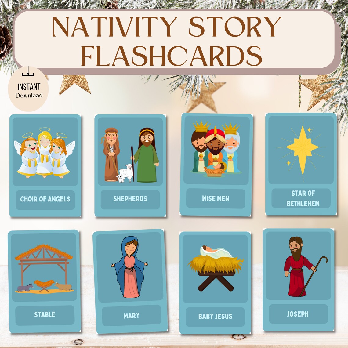 Nativity Story Flashcards: Christmas Preschool Printable (digital ...