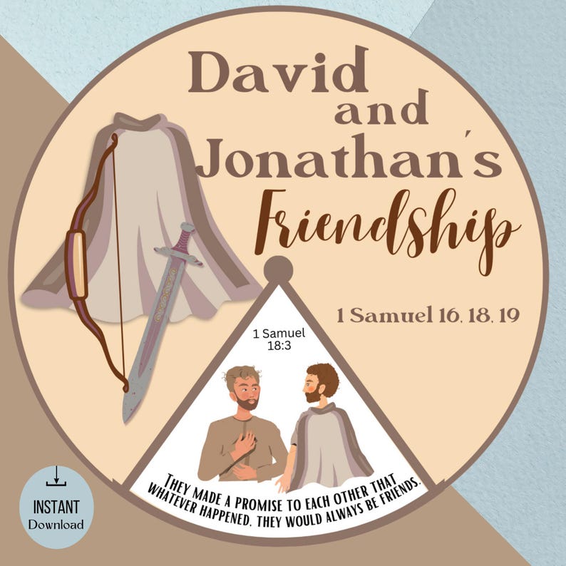 Printable David and Jonathan&#039;s Friendship Coloring Spinner Wheel ...