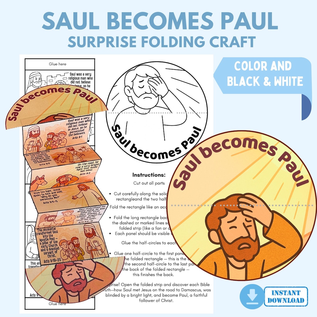Saul Becomes Paul Craft – Bible Story Folding Booklet (PDF) - Etsy