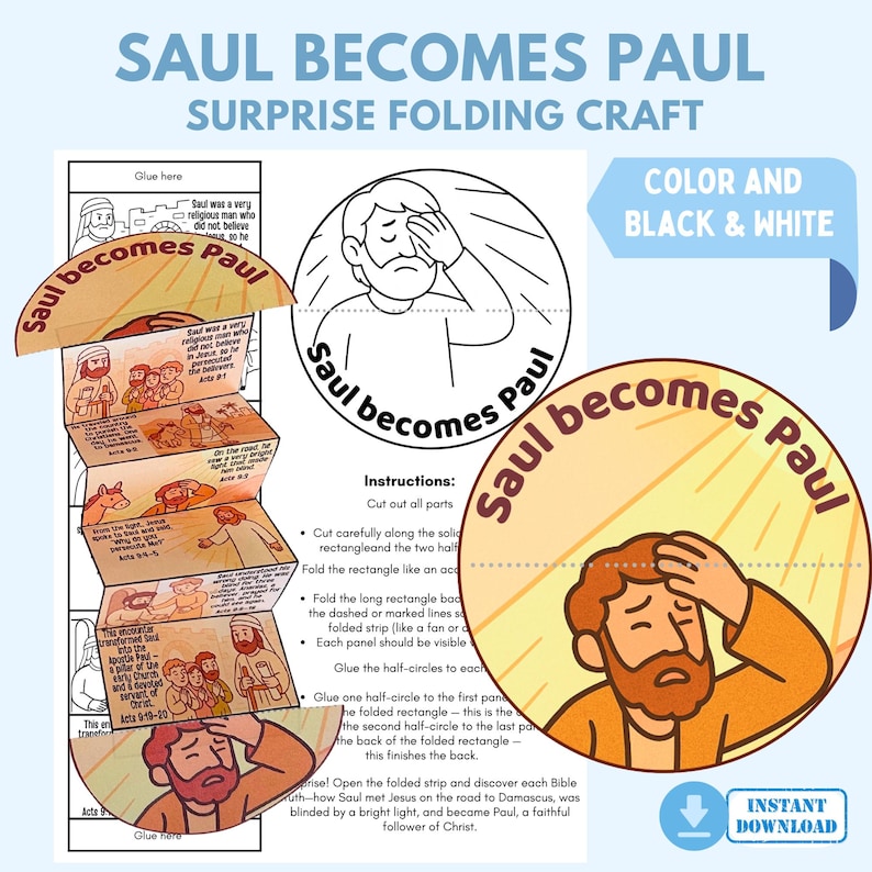 Saul Becomes Paul Craft – Bible Story Folding Booklet (PDF) - Etsy