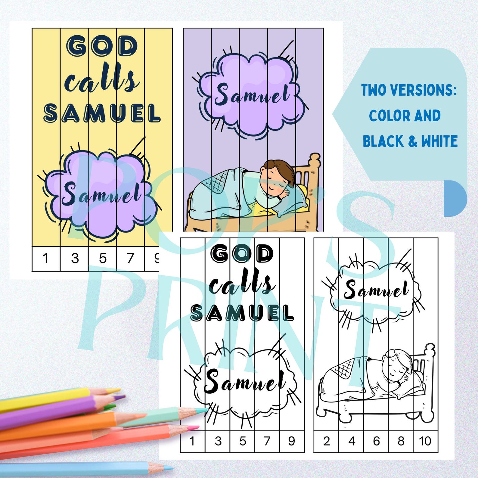 Printable God Calls Samuel Agamograph, Sunday School Craft, Instant ...