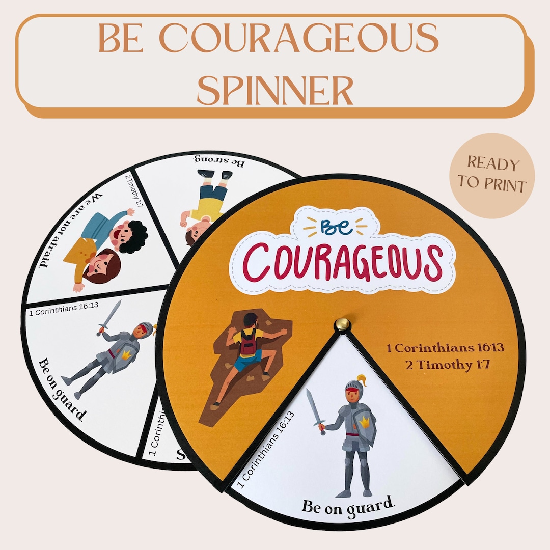 Be Courageous Coloring Spinner Wheel | Faith and Strength Sunday School ...