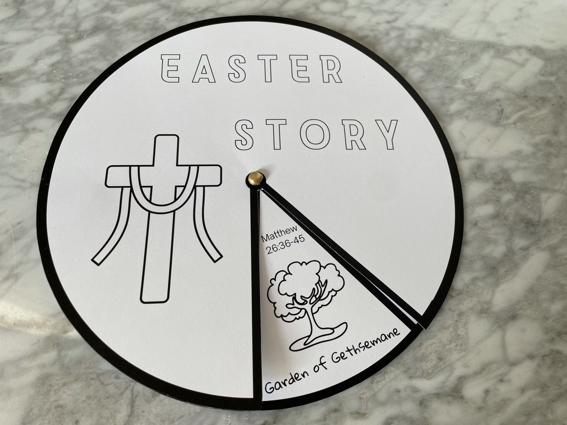 The Easter Story Coloring Spinner Wheel Easter Craft Sunday School ...