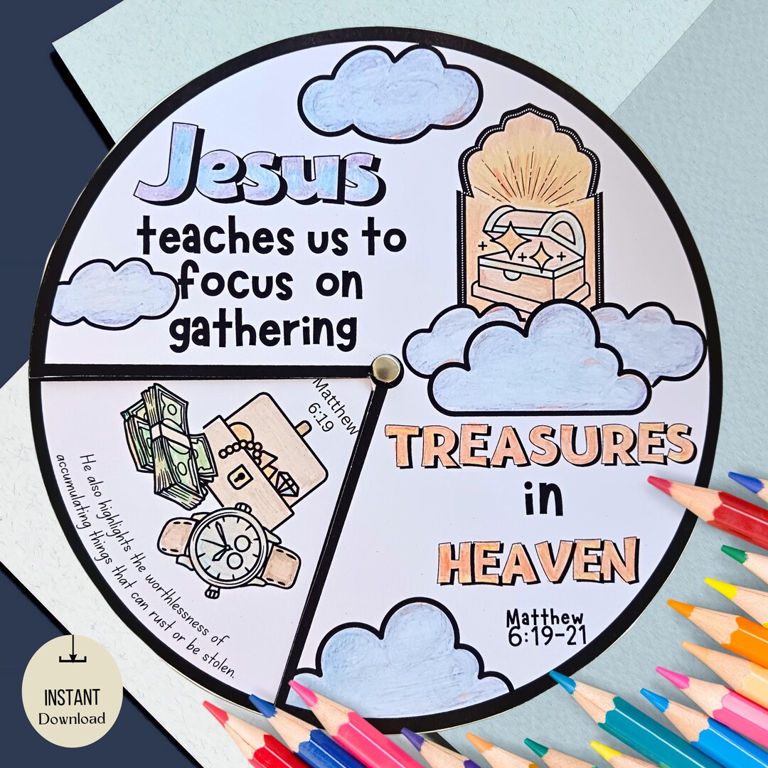 Heavenly Treasures Spinner Wheel | Bible Verses Printable| Jesus ...