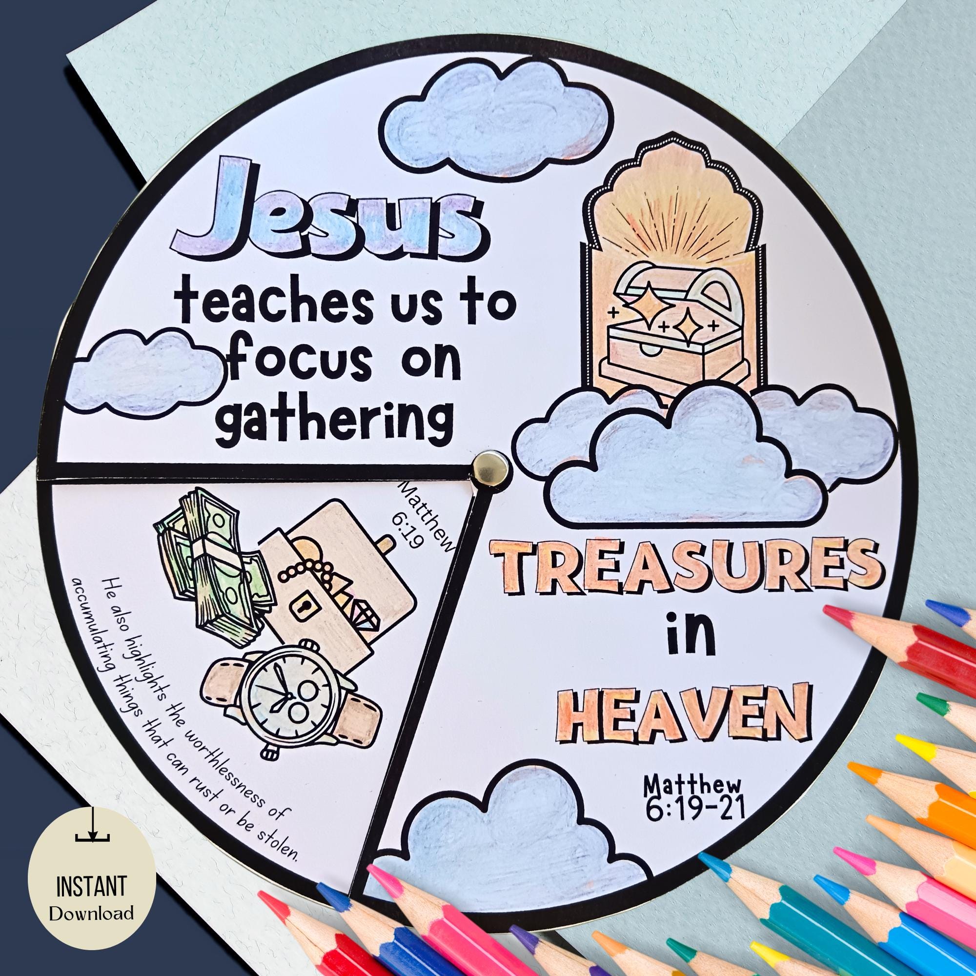 Heavenly Treasures Spinner Wheel | Bible Verses Printable| Jesus ...