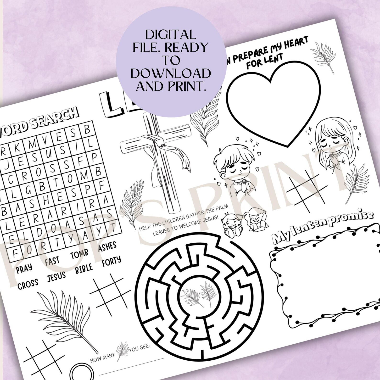 Lent Placemat for Kids| Table Coloring Craft| Sunday School Activity ...