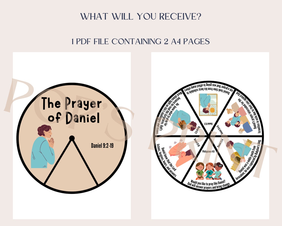 Printable the Prayer of Daniel Spinner Wheel | Engaging Daniel’s ...