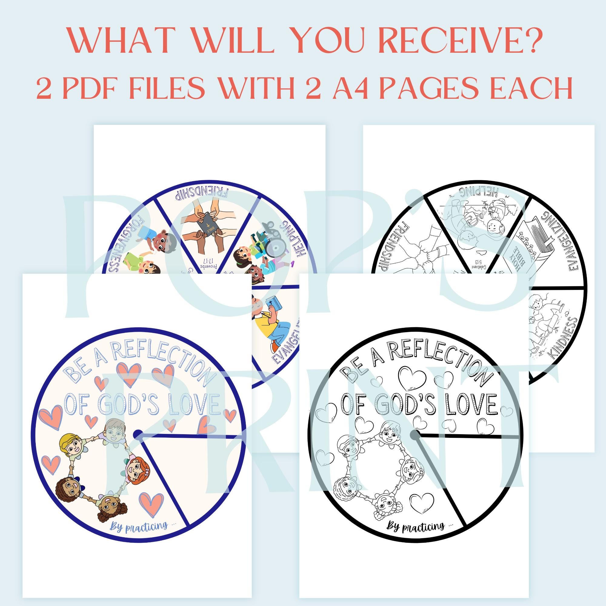 Printable God is Love Coloring Spinner Wheel Sunday School Craft, Bible ...