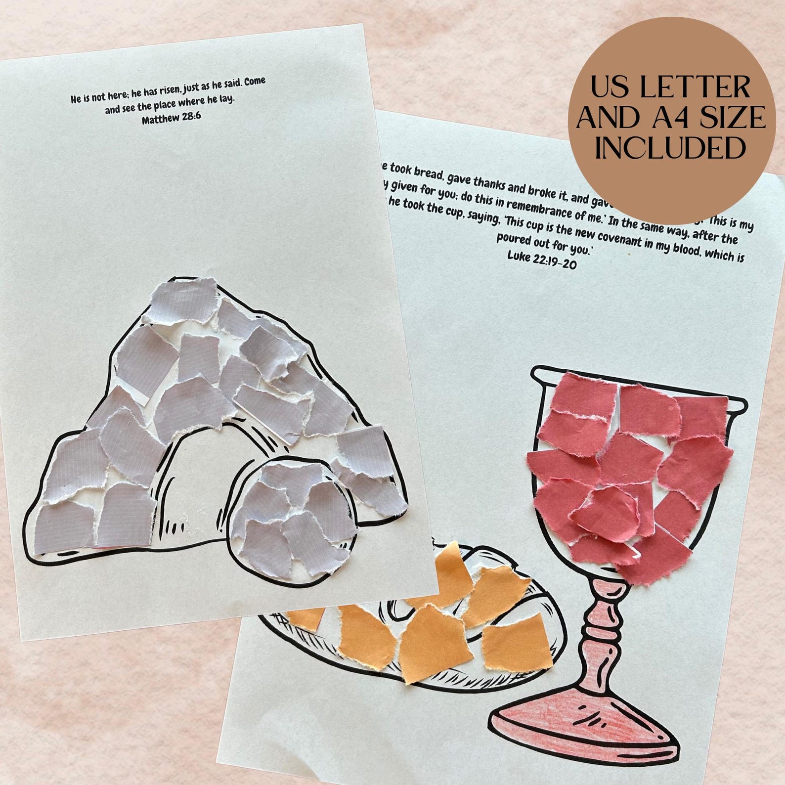 Easter Torn Paper Craft for Toddlers, Coloring Paper Craft, He is Risen ...