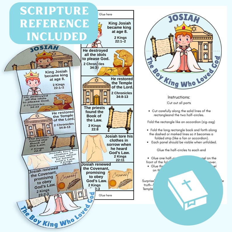 Printable King Josiah Folding Surprise Booklet, Sunday School Craft ...