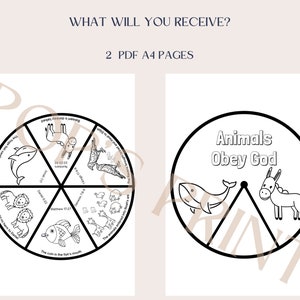 Printable Animals Obey God Coloring Spinner Wheel, Animals Obey God ...