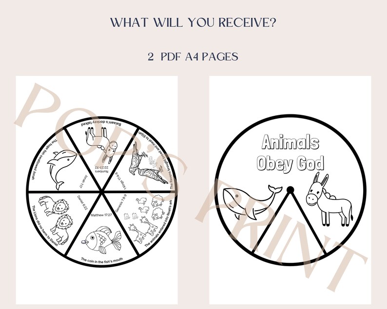 Printable Animals Obey God Coloring Spinner Wheel, Animals Obey God ...