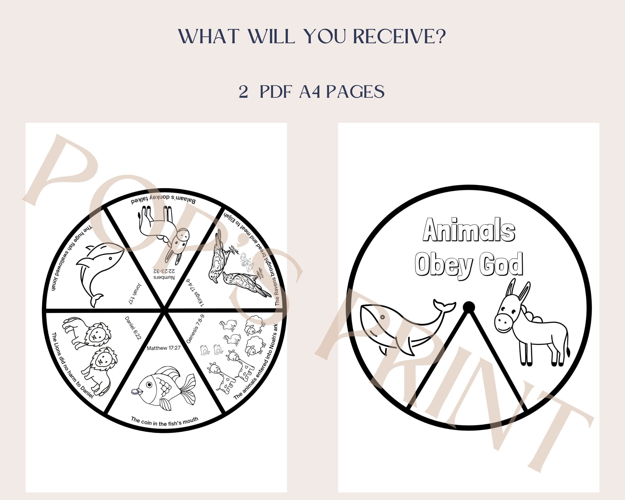 Printable Animals Obey God Coloring Spinner Wheel, Animals Obey God ...