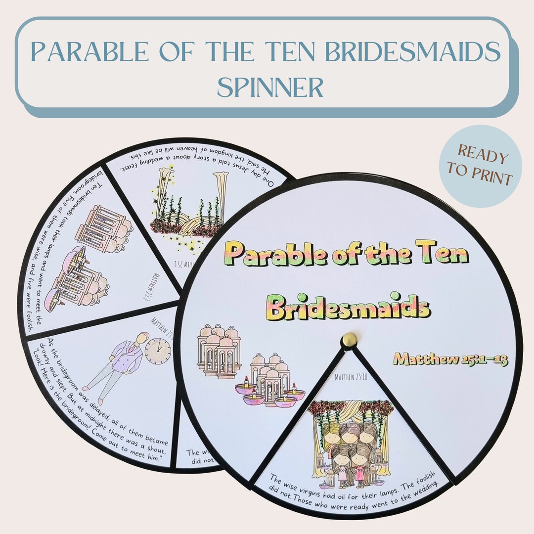 Sunday School Craft - Parable of the Ten Bridesmaids Coloring Spinner ...
