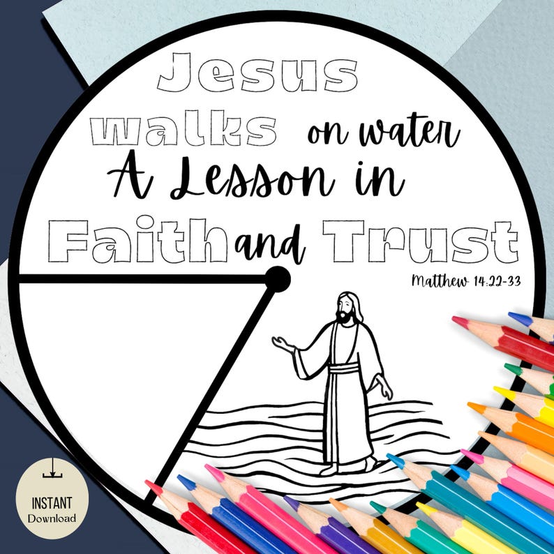 Jesus Walks on Water Coloring Spinner Wheel, Jesus and Peter Bible ...