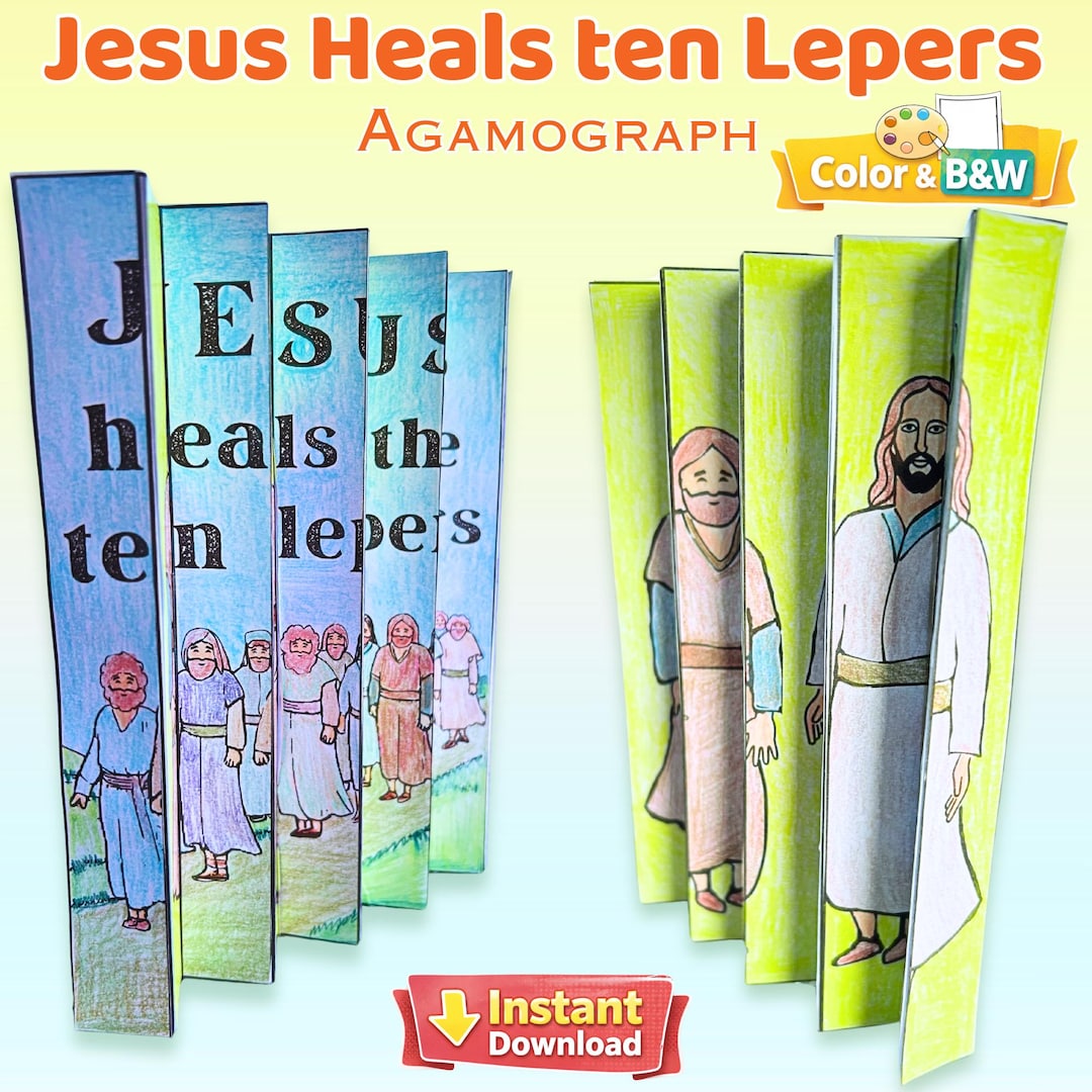 Jesus Heals Ten Lepers Agamograph Craft – Printable Sunday School Bible ...